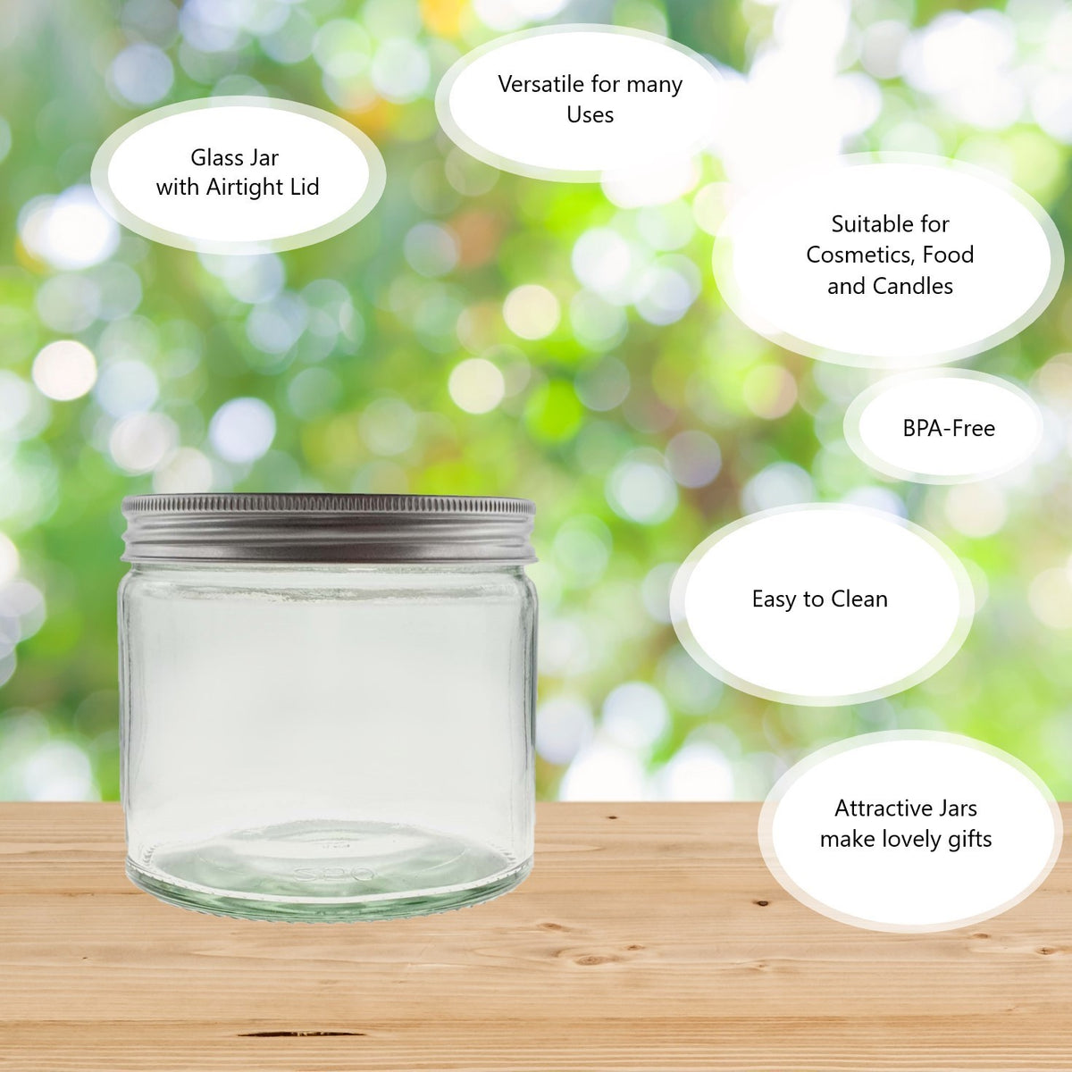 250ml Clear Glass Jar with Brushed Aluminium Lid – Avalon Cosmetic ...