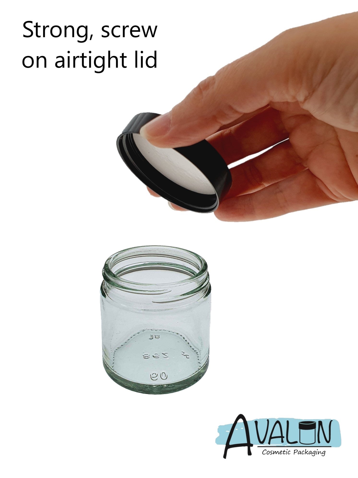 60ml Clear Glass Jar with Black Urea Lid – Avalon Cosmetic Packaging